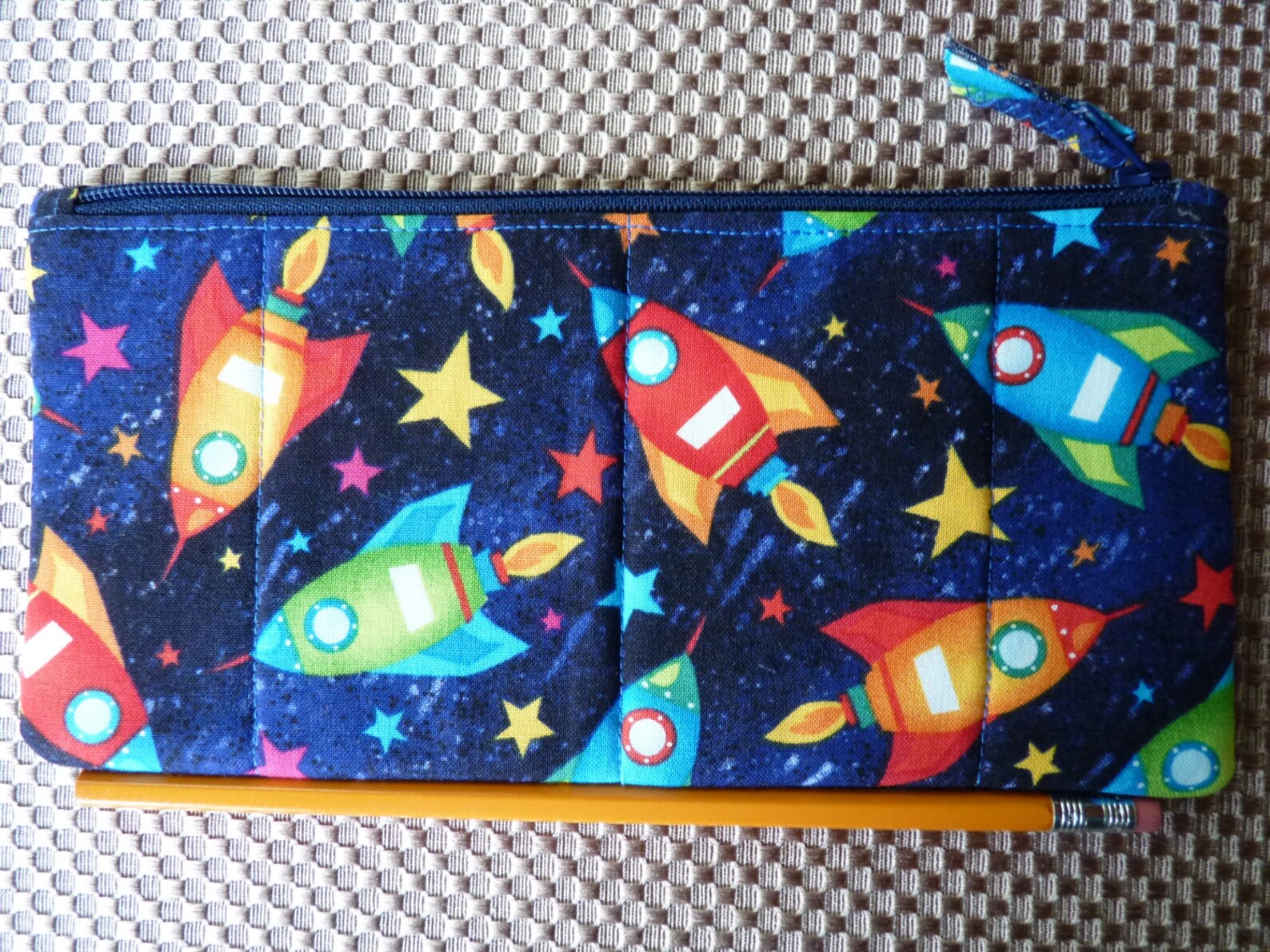 Handcrafted Rockets Zipper Pencil Case/travel Bag/ Pouch/ Gadget Bag - Etsy