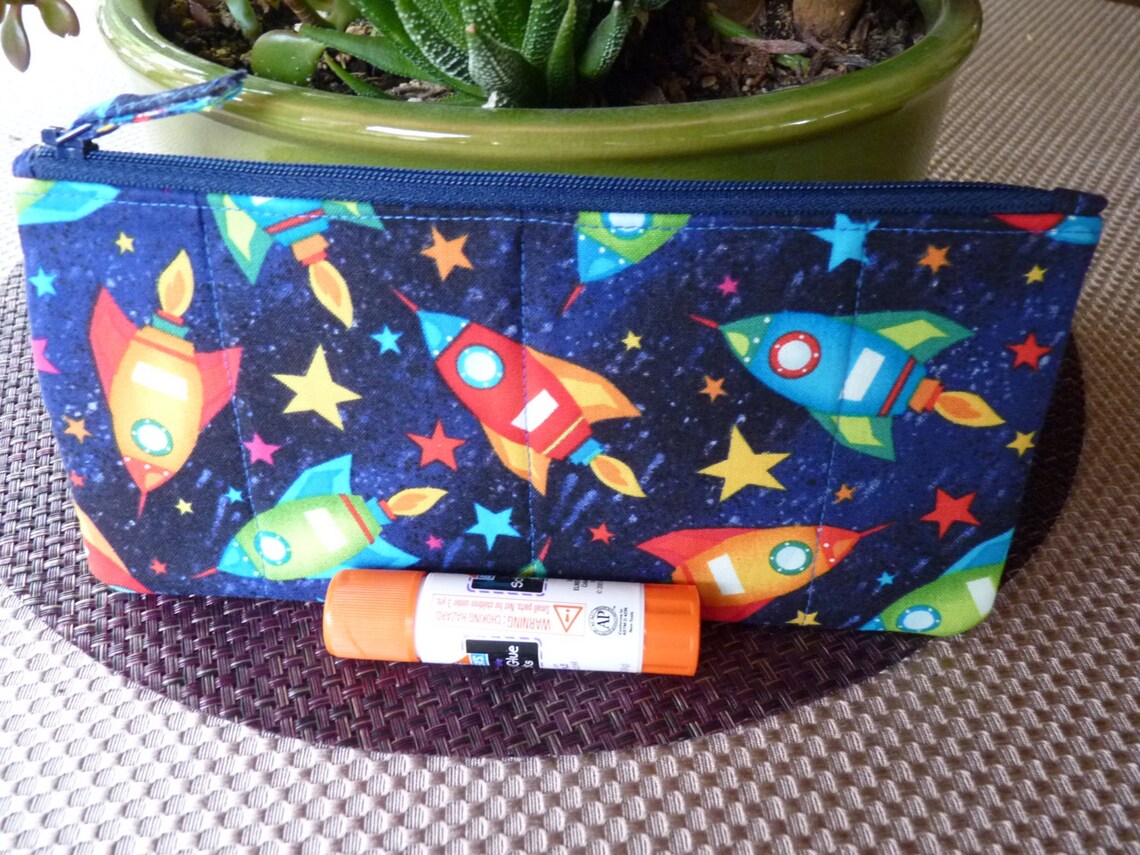 Handcrafted Rockets Zipper Pencil Case/travel Bag/ Pouch/ Gadget Bag - Etsy
