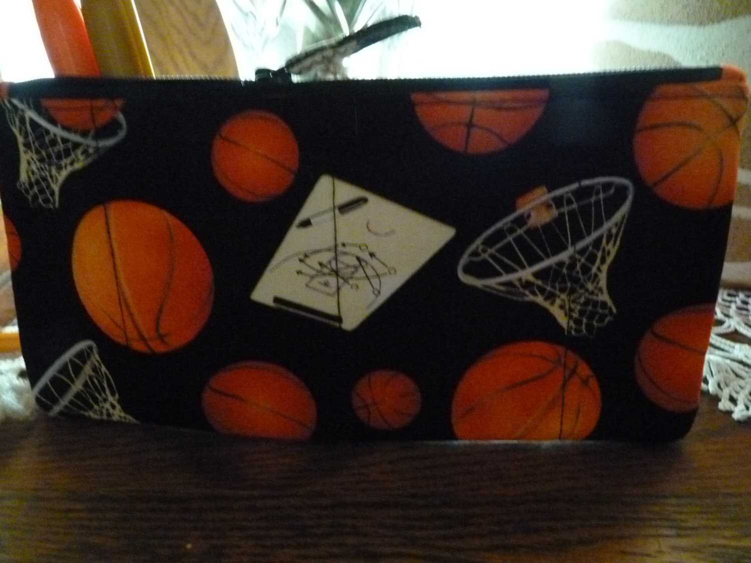 Handcrafted Basketball Zipper Pencil Case/travel Bag/ Pouch/ Gadget Bag ...