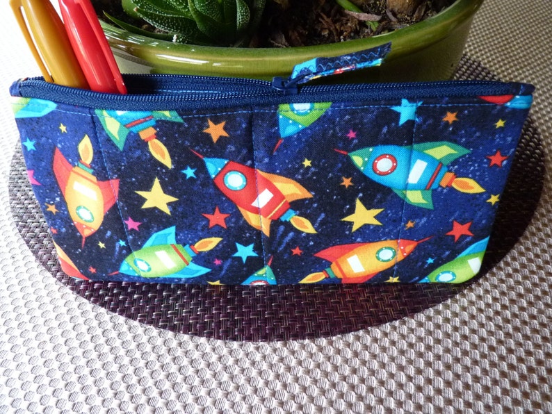 Handcrafted Rockets Zipper Pencil Case/travel Bag/ Pouch/ Gadget Bag - Etsy