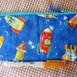 Handcrafted Rockets Zipper Pencil Case/travel Bag/ Pouch/ Gadget Bag - Etsy