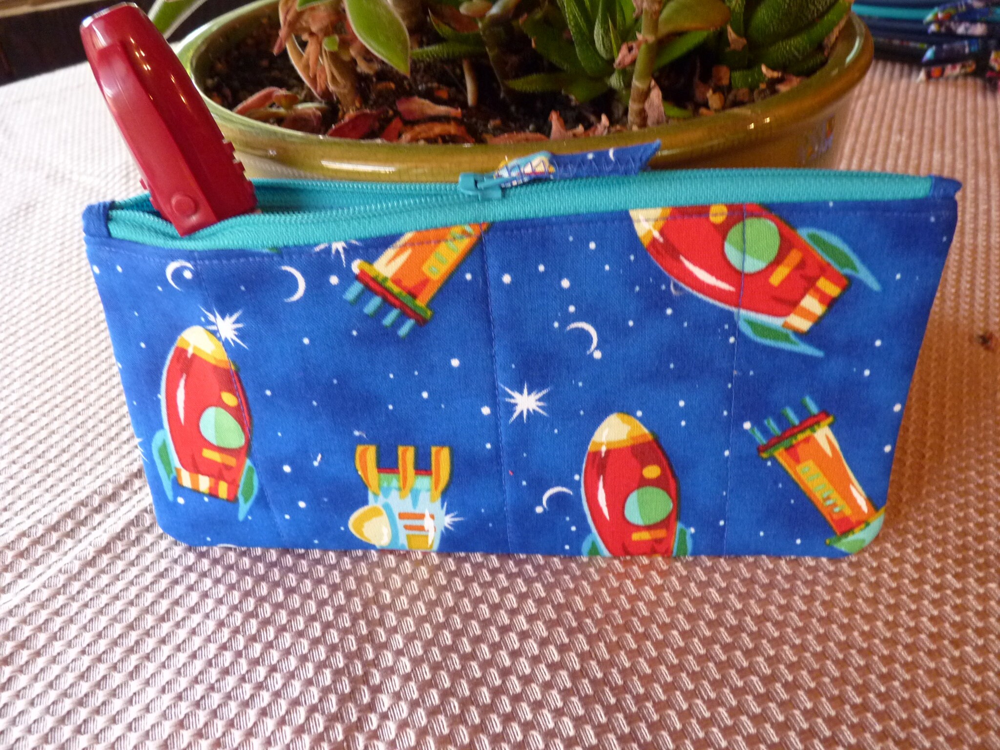 Handcrafted Rockets Zipper Pencil Case/travel Bag/ Pouch/ Gadget Bag - Etsy