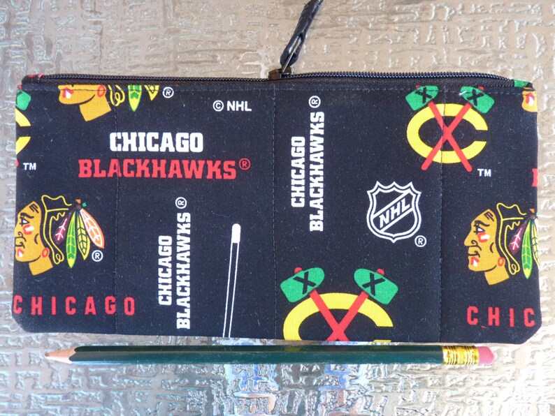 Handcrafted Chicago Blackhawks Zipper Pencil Case/travel Bag/ Pouch ...