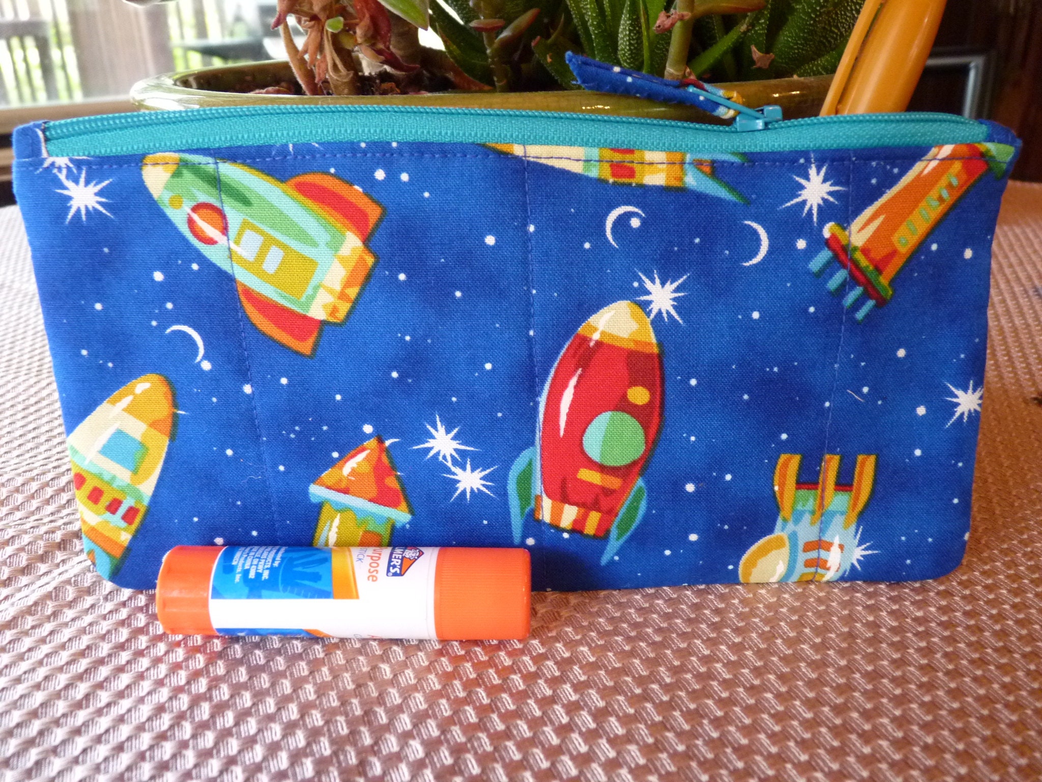 Handcrafted Rockets Zipper Pencil Case/travel Bag/ Pouch/ Gadget Bag - Etsy