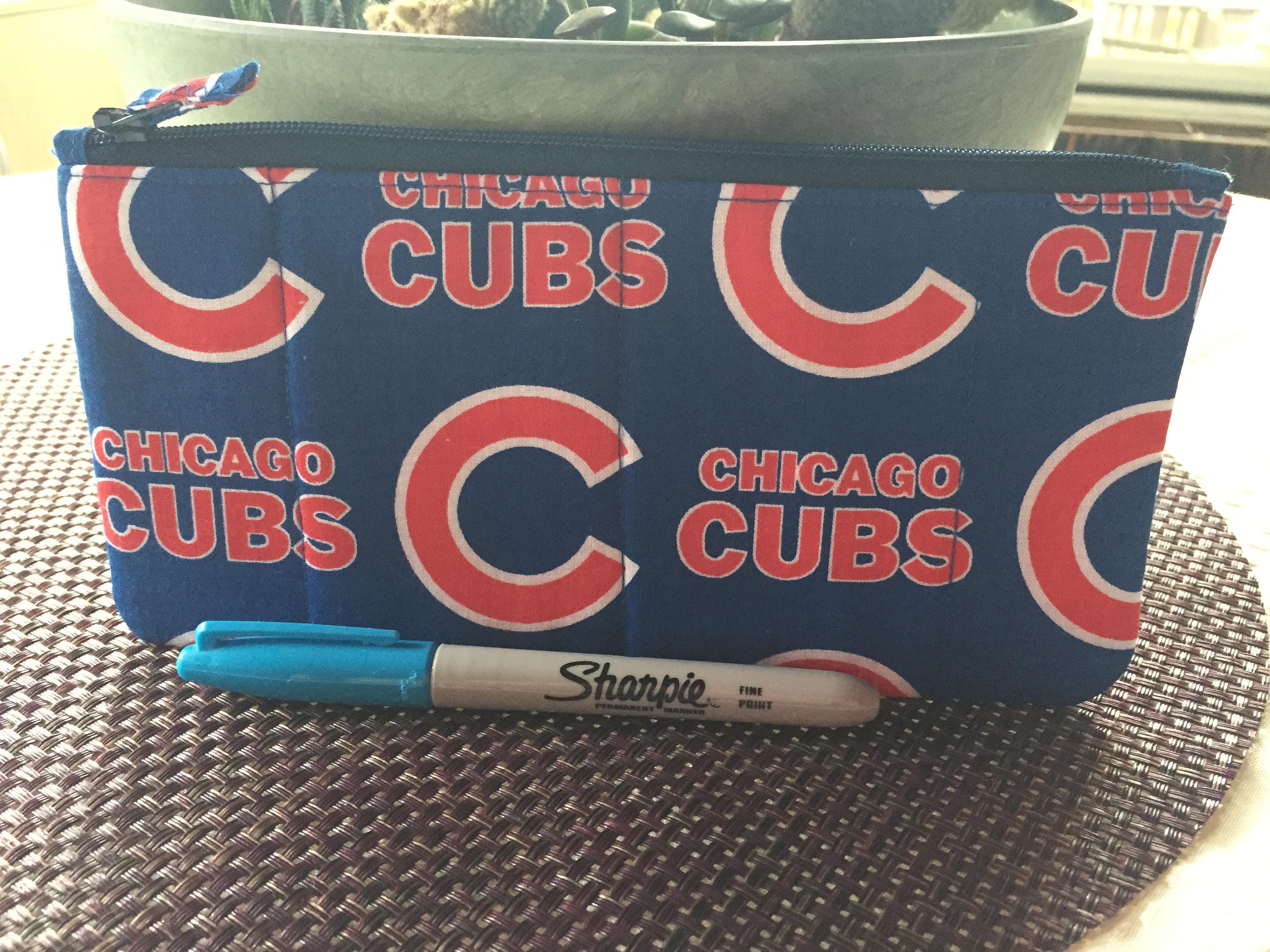 Handcrafted Chicago Cubs Zipper Pencil Case/travel Bag/ Pouch/ Gadget ...