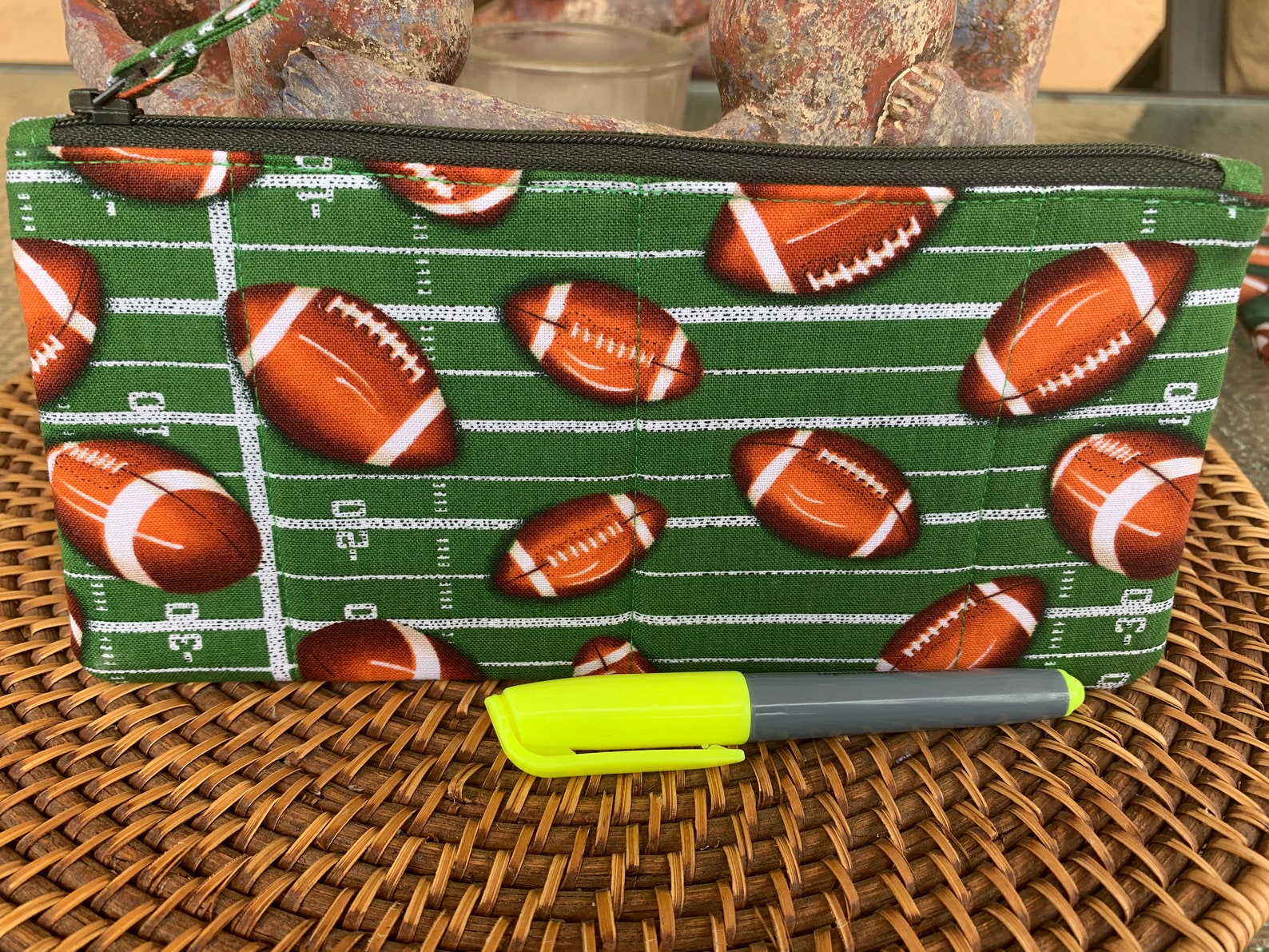 Handcrafted Football Zipper Pencil Case/ Pouch/gadget/travel Bag - Etsy