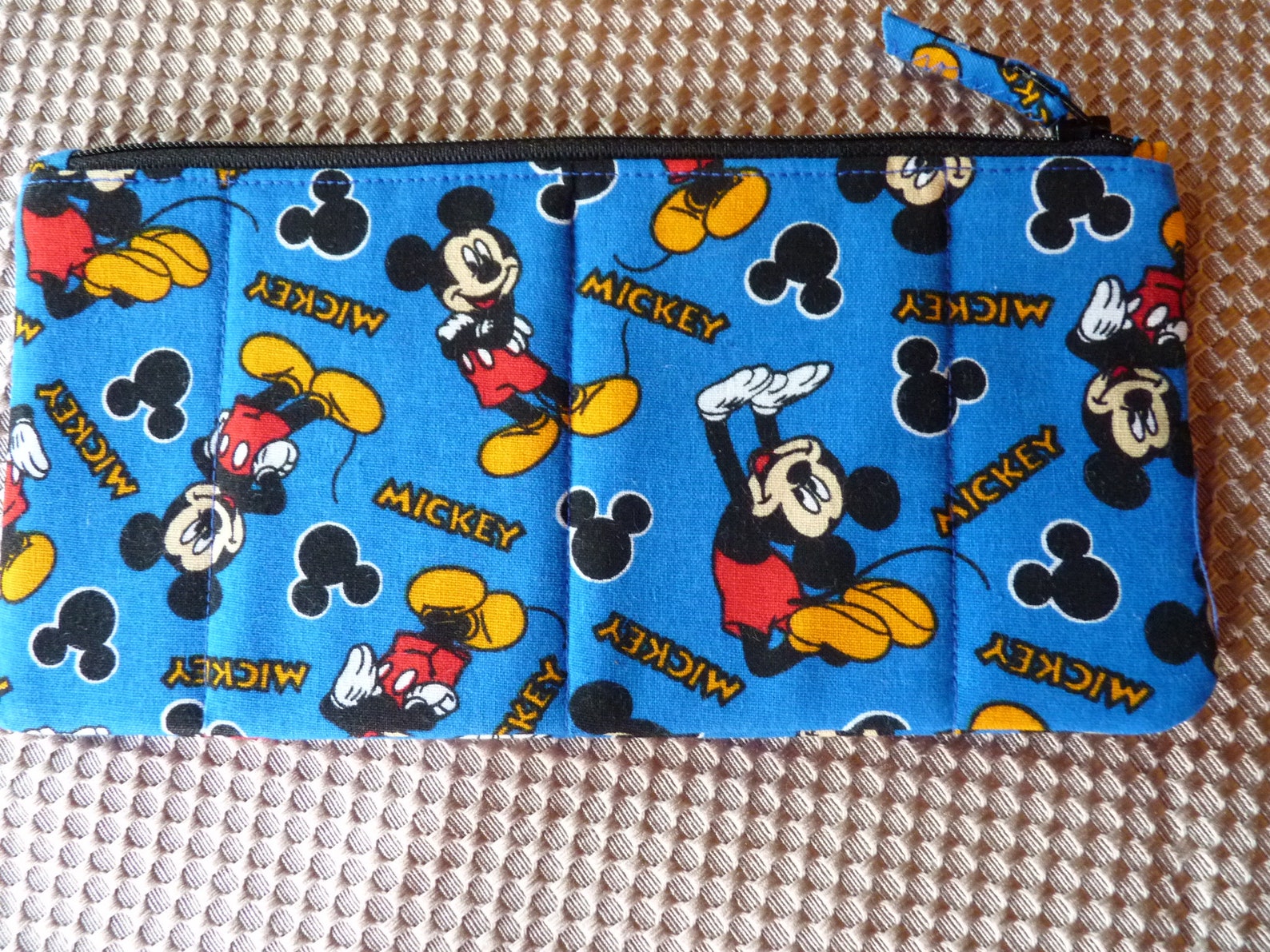 Handcrafted Mickey Mouse Zipper Pencil Case/ Pouch/gadget Bag/travel ...