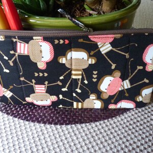 Handcrafted Monkeys Zipper Pencil Case/ Travel Bag/ Pouch/ Gadget Bag ...