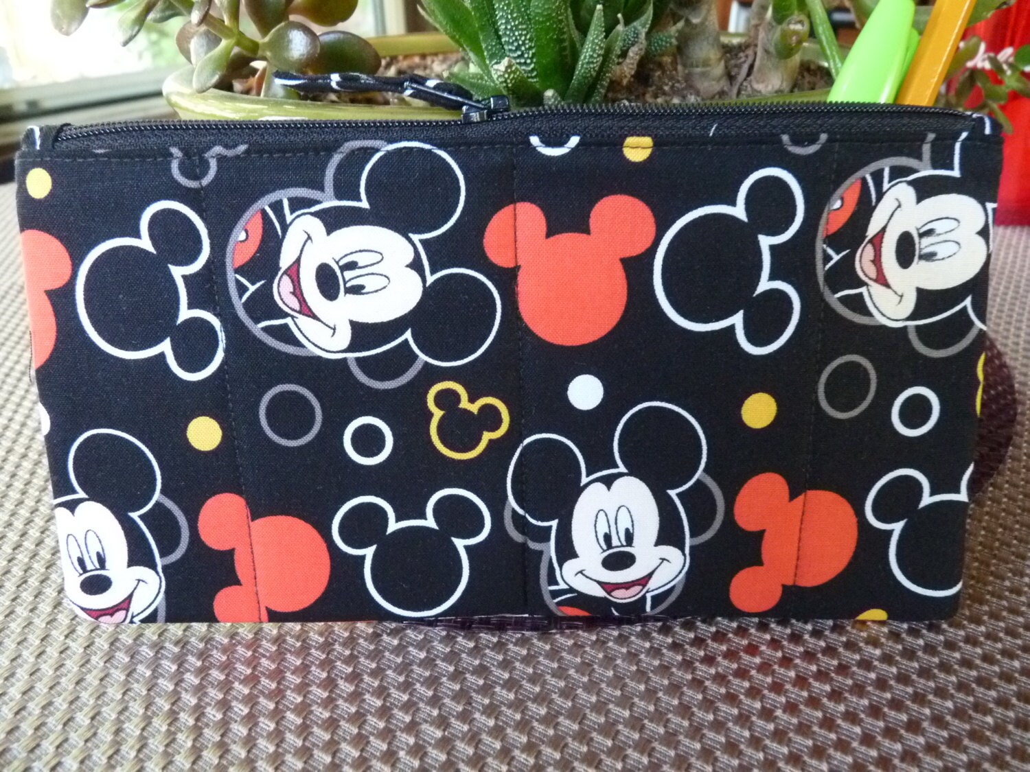 Handcrafted Mickey Mouse Zipper Pencil Case/ Pouch/gadget Bag/travel ...