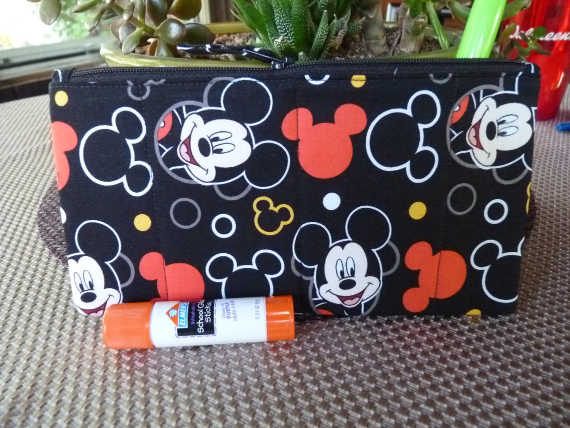 Handcrafted Mickey Mouse Zipper Pencil Case/ Pouch/gadget Bag/travel ...