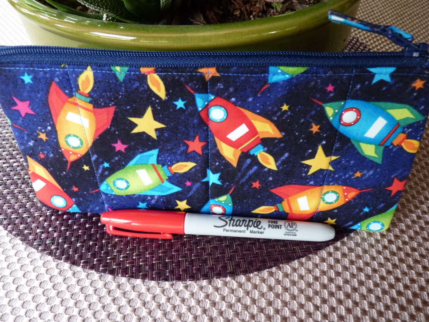 Handcrafted Rockets Zipper Pencil Case/travel Bag/ Pouch/ Gadget Bag ...