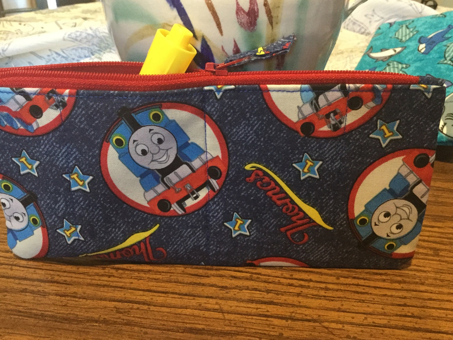Handcrafted Thomas the Train Zipper Pencil Case/travel Bag/ Pouch ...