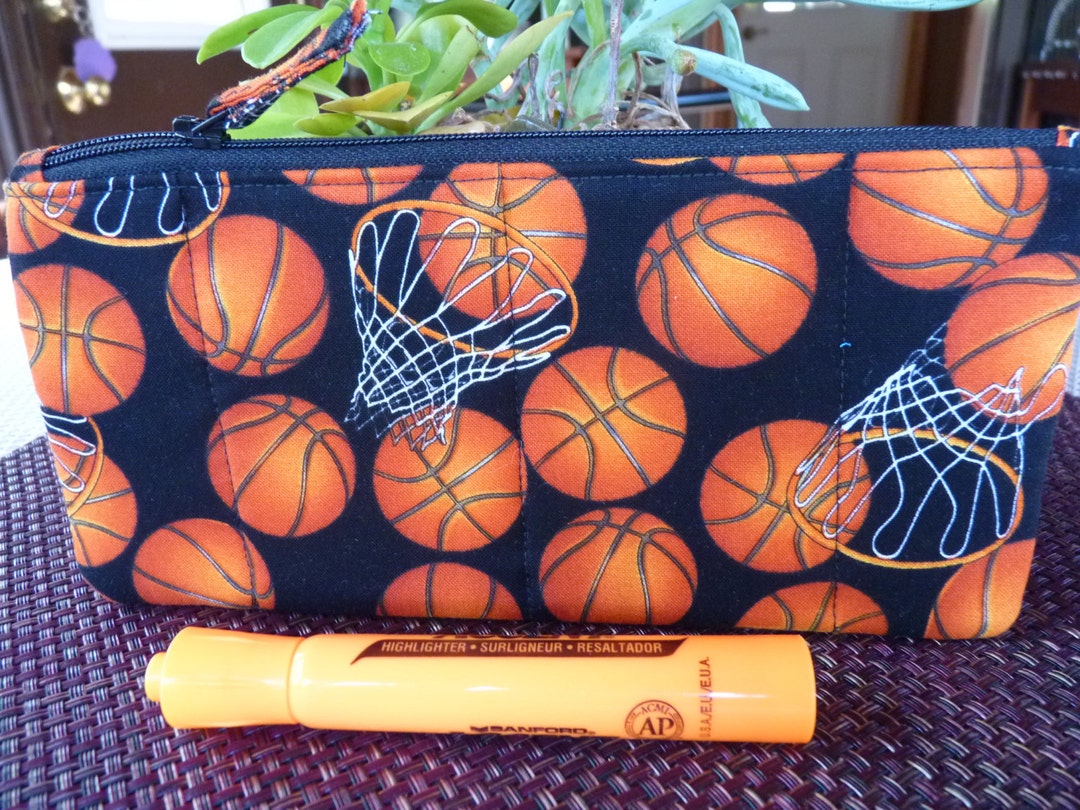 Handcrafted Basketball Zipper Pencil Case/travel Bag/ Pouch/ Gadget Bag ...