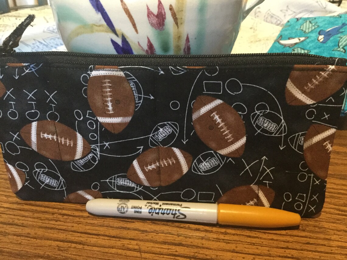 Handcrafted Football Zipper Pencil Case/travel Bag/ Pouch/ | Etsy