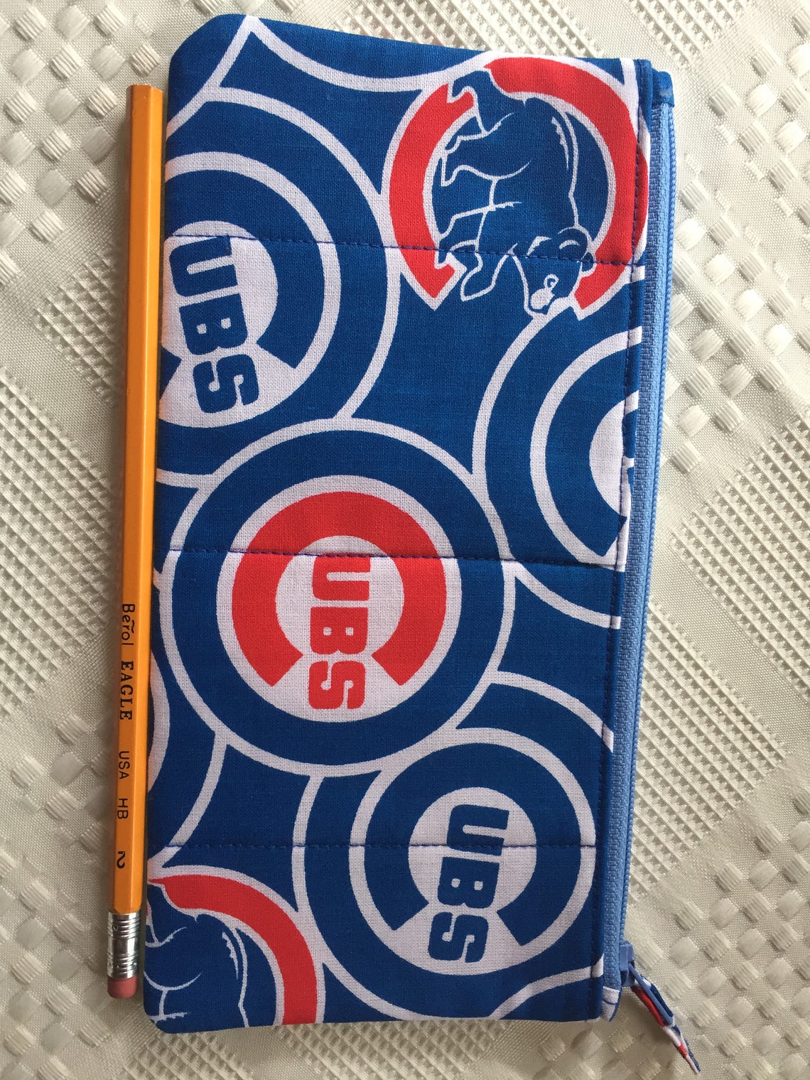 Handcrafted Chicago Cubs Zipper Pencil Case/travel Bag/ Pouch/ Gadget ...