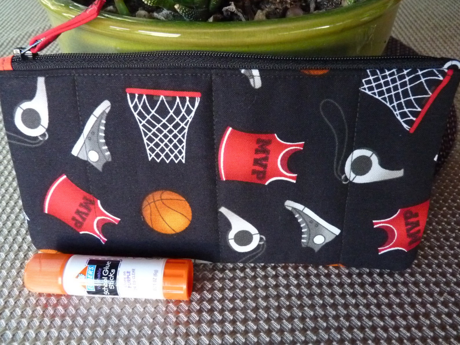 Handcrafted Basketball Zipper Pencil Case/travel Bag/ Pouch/ Gadget Bag ...