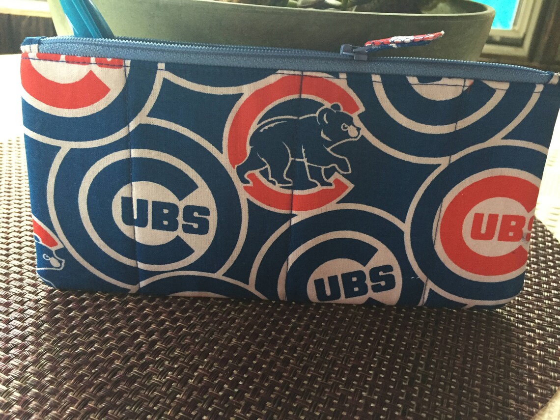Handcrafted Chicago Cubs Zipper Pencil Case/travel Bag/ Pouch/ Gadget ...