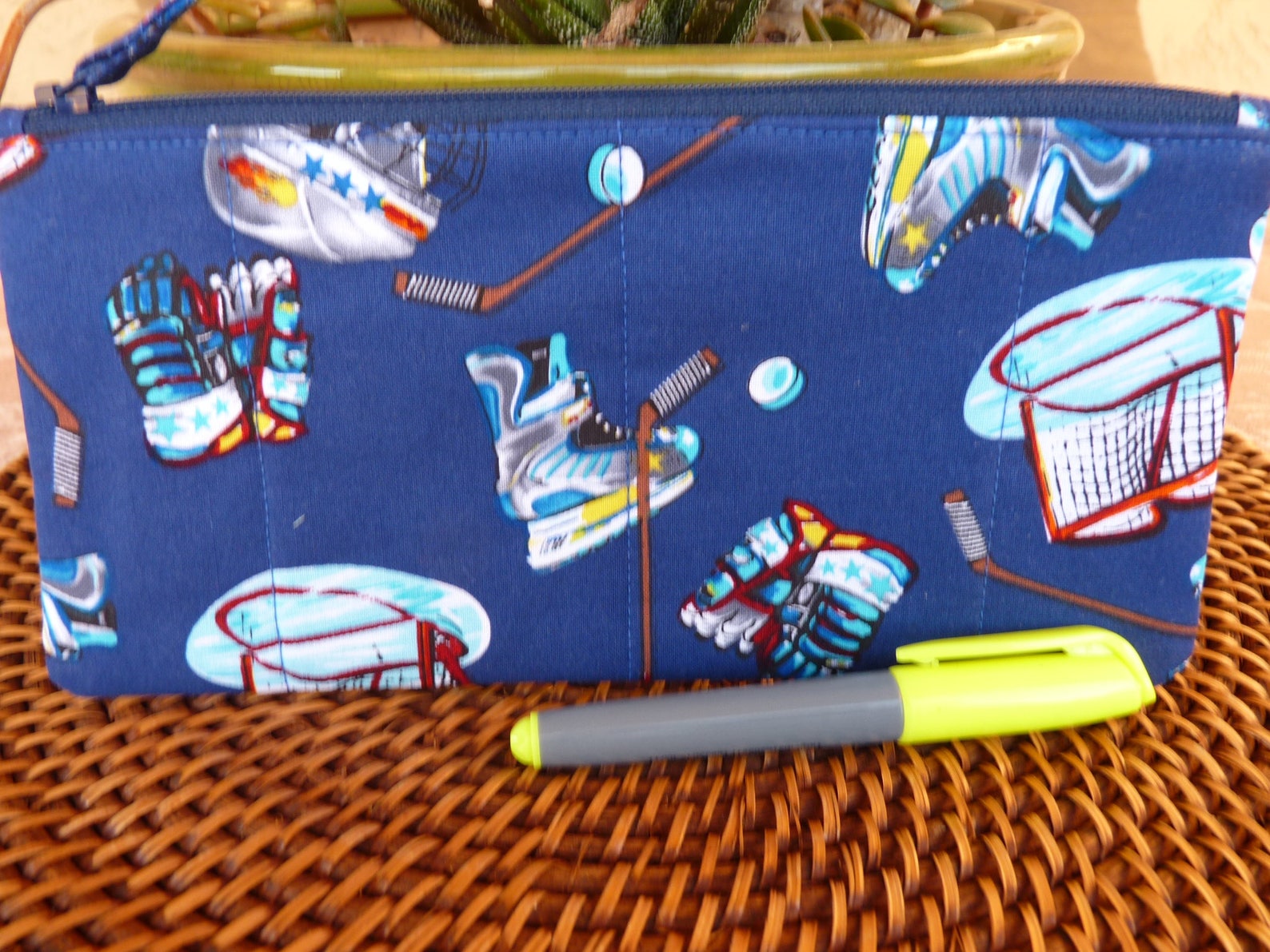 Handcrafted Hockey Zipper Pencil Case/travel Bag/ Pouch/ Gadget Bag - Etsy