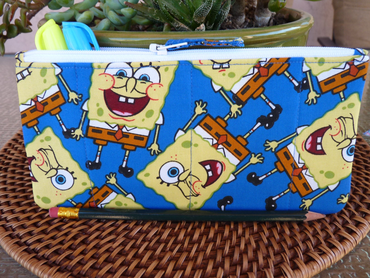Handcrafted Spongebob Zipper Pencil Case/ Pouch/gadget Bag/travel Bag ...
