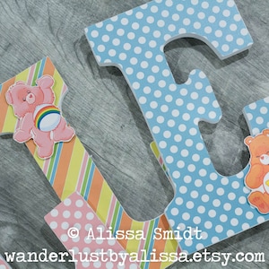 Care Bear Letters, Custom Wood Letters, Care Bear Nursery (pink, Green ...