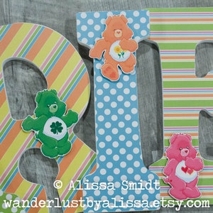 Care Bear Letters, Custom Wood Letters, Care Bear Nursery (pink, Green ...