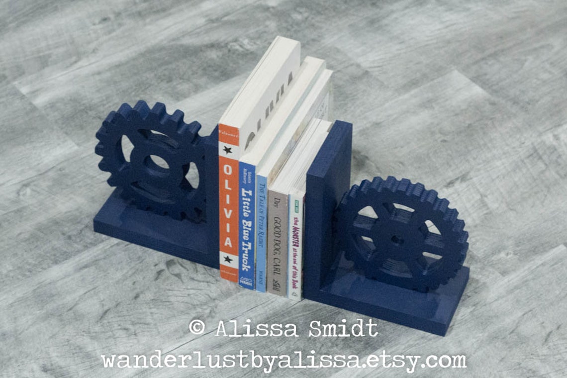Gear Bookends Custom Wooden Bookends Cog Bookends navy Book | Etsy