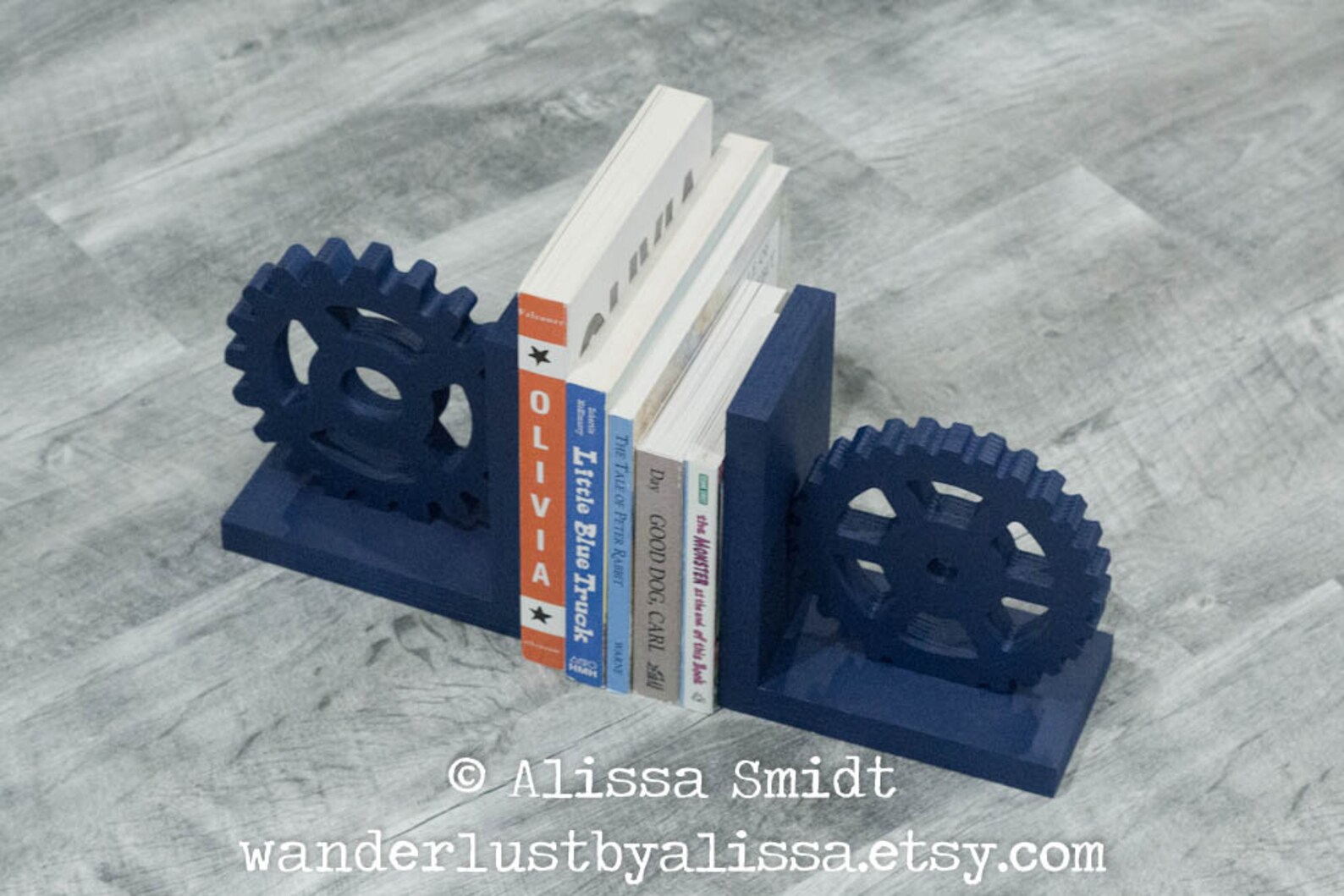 Gear Bookends Custom Wooden Bookends Cog Bookends navy Book | Etsy