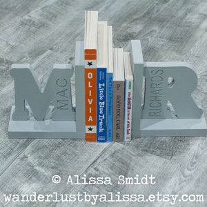 Engraved Letter Bookends, Initial Bookends, Wooden Custom Bookends ...