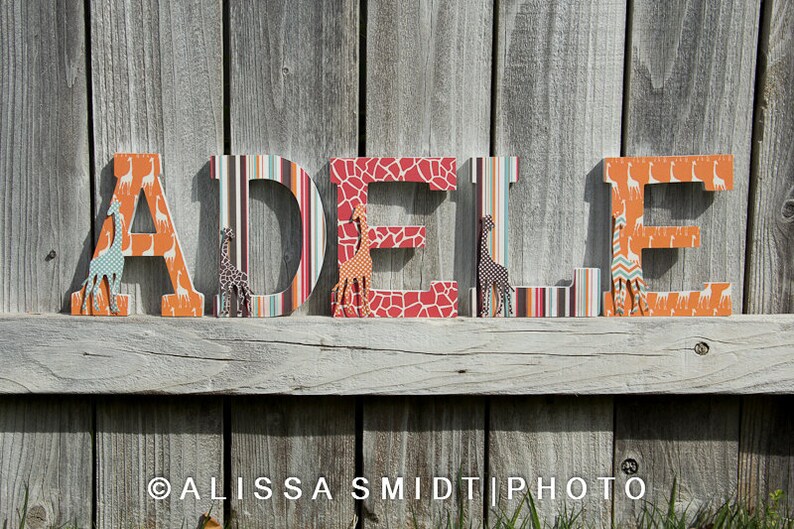 Custom Nursery Wooden Letters Baby Nursery Giraffe Theme | Etsy