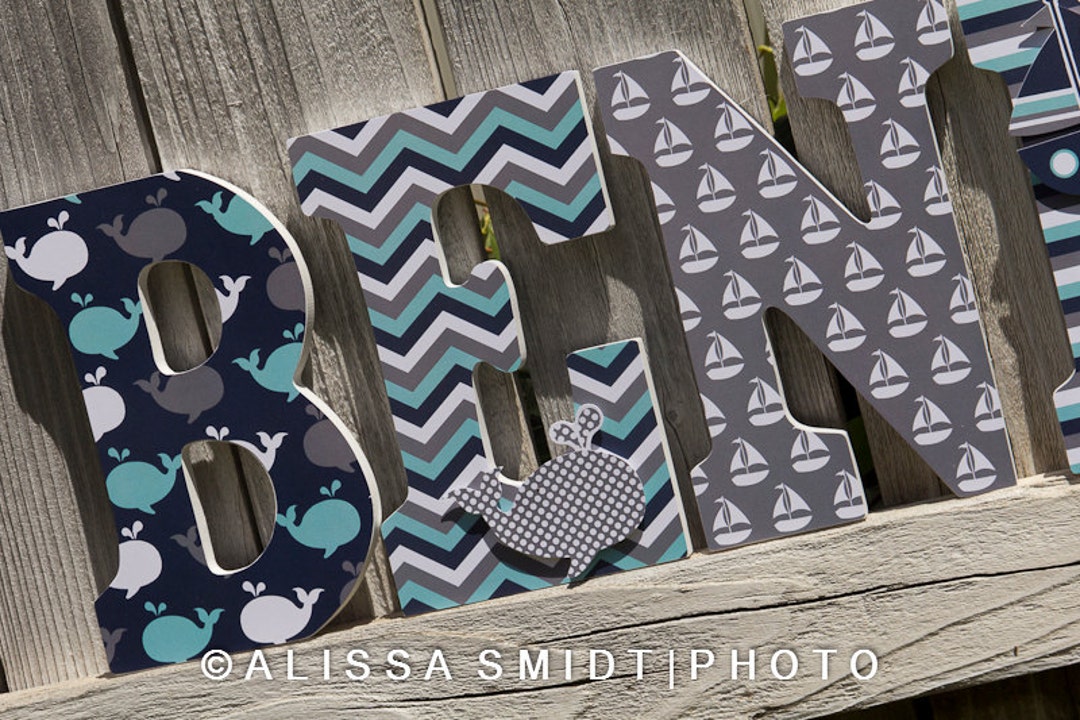 Custom Nursery Wooden Letters Nursery Decor Baby Nautical - Etsy