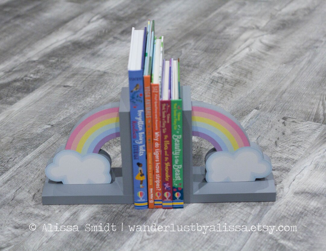 Rainbow Wooden Bookends - Custom Created Rainbow Themed, Valentine's ...