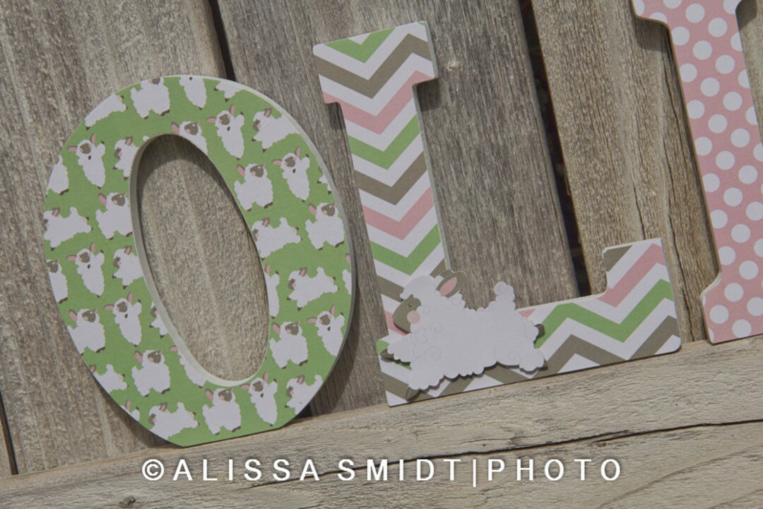 Custom Nursery Wooden Letters, Baby Girl or Boy Nursery - Little Lamb ...