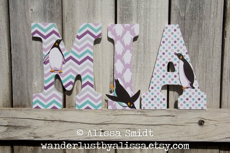 Penguin Nursery Letters, Custom Wooden Letters - Arctic Animal Theme ...