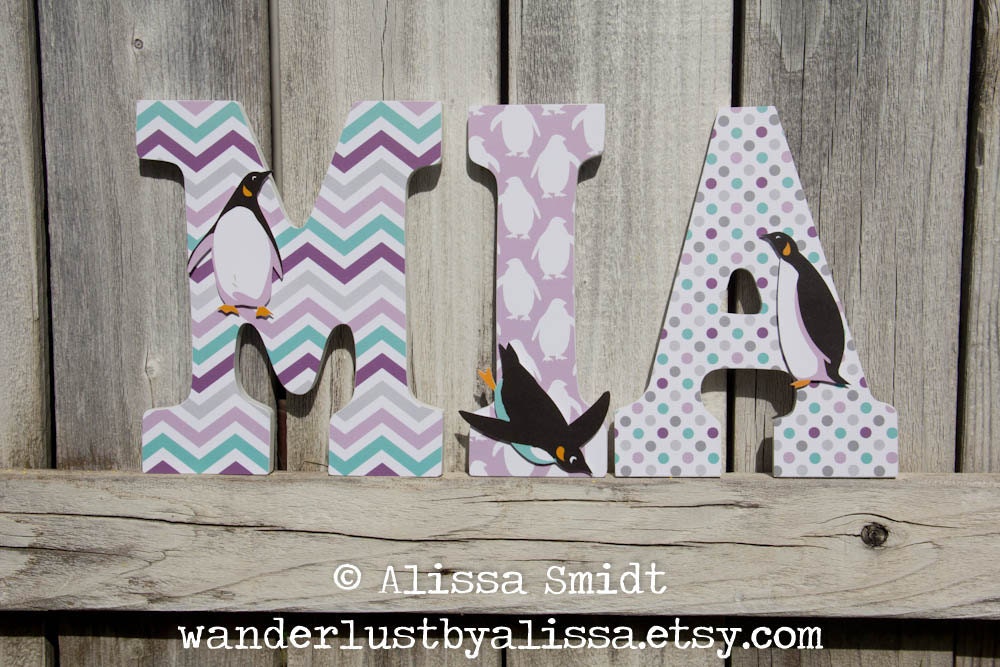 Penguin Nursery Letters Custom Wooden Letters Arctic Animal - Etsy