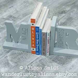 Engraved Letter Bookends, Initial Bookends, Wooden Custom Bookends ...