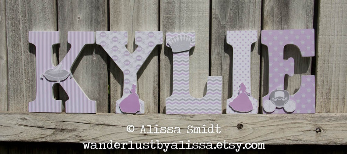 Princess Letters Cinderella Belle Custom Nursery Wooden - Etsy