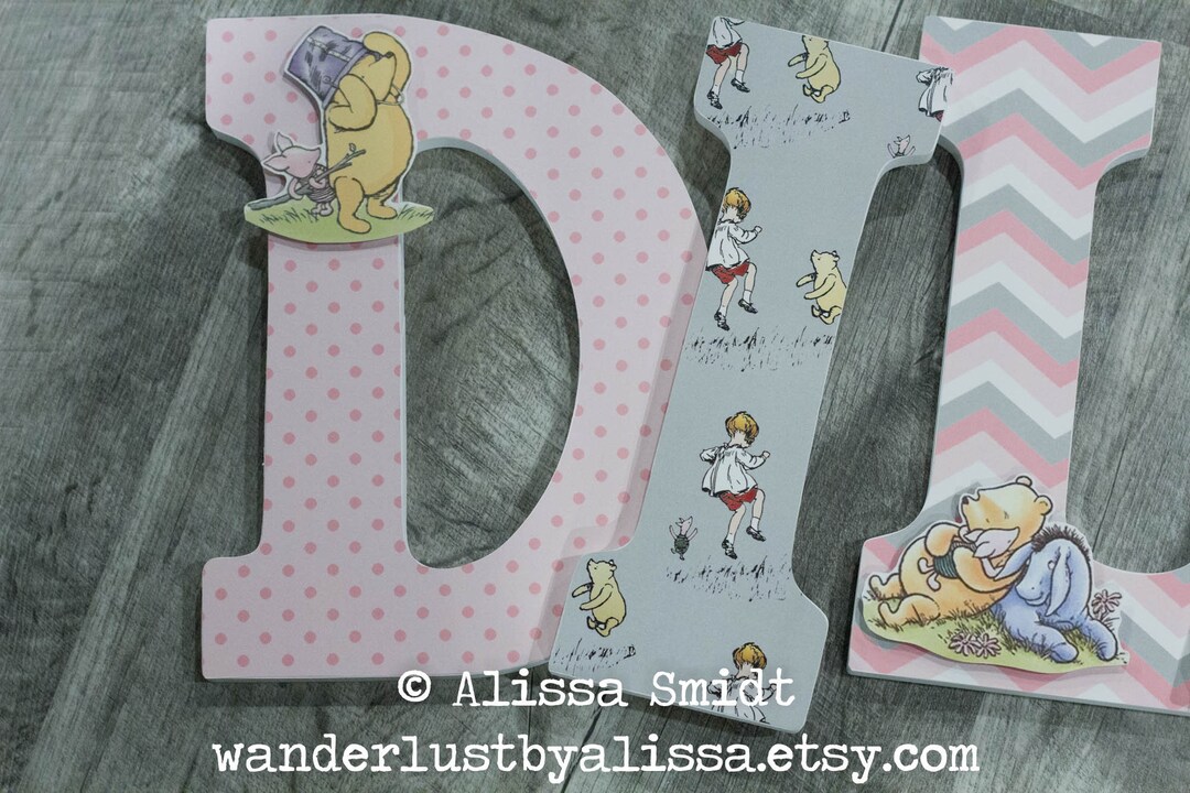 Winnie the Pooh Nursery Letters, Custom Wooden Letters - 9 Inch Hanging ...