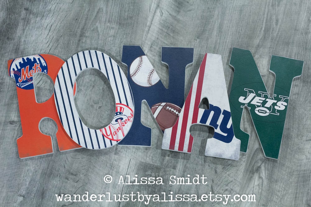 Baseball Football letters New York Custom Designed Letters | Etsy