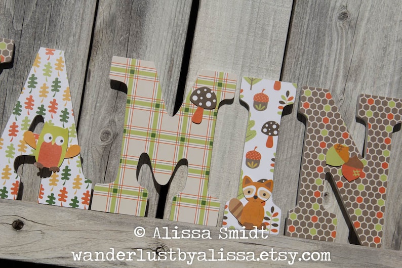 Echo Woodland Forest Animal Theme Letters Custom Nursery | Etsy