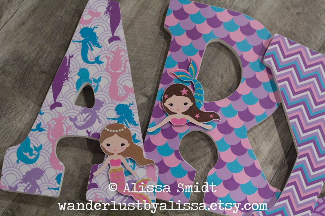 Mermaid Letters, Custom Wooden Nursery Letters, Custom Letters, Baby ...