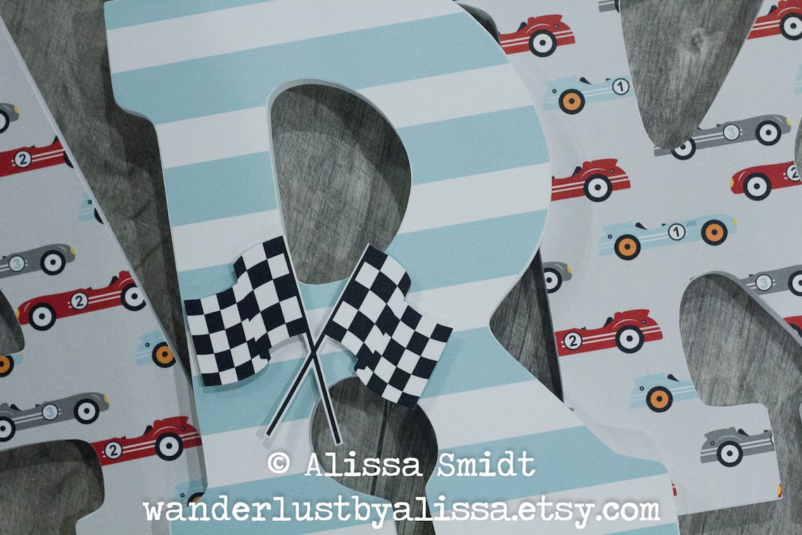 Race Car Letters Vintage Car Letters Baby Nursery Custom - Etsy