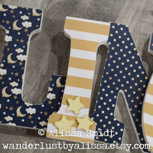 Moon and Stars Nursery Letters, Celestial Theme, Love You to the Moon ...