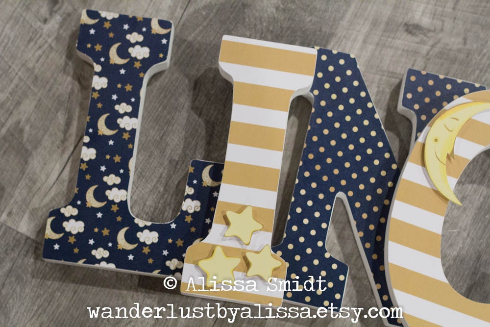 Moon and Stars Nursery Letters Celestial Theme Love You to | Etsy