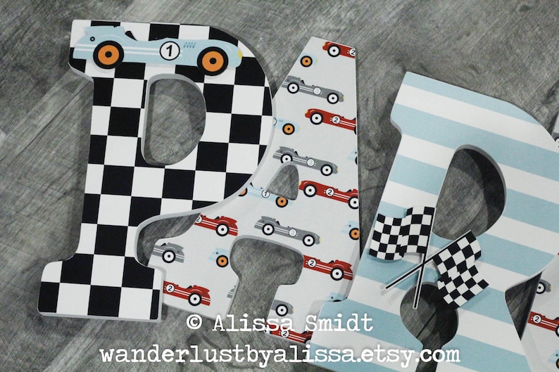 Race Car Letters Vintage Car Letters Baby Nursery Custom | Etsy