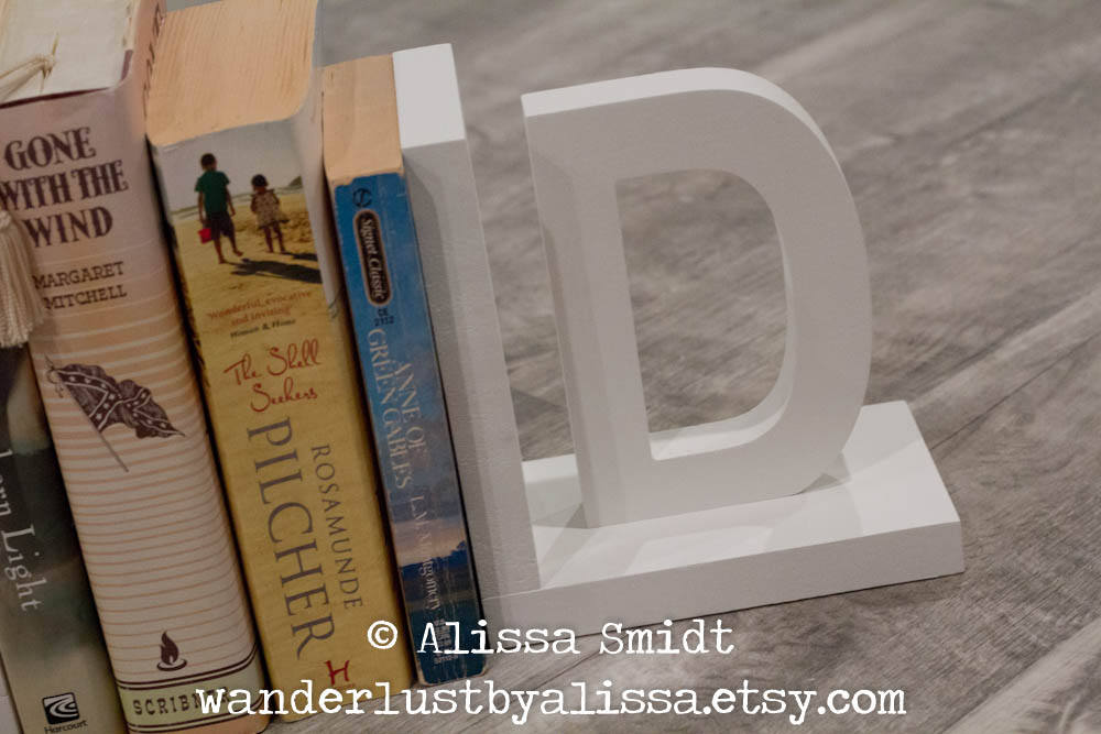 Yellow Letter Bookends, Initial Bookends, Wooden Custom Bookends ...