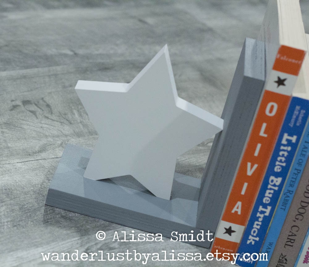 Star and Moon Bookends Custom Bookends Wooden Bookends | Etsy