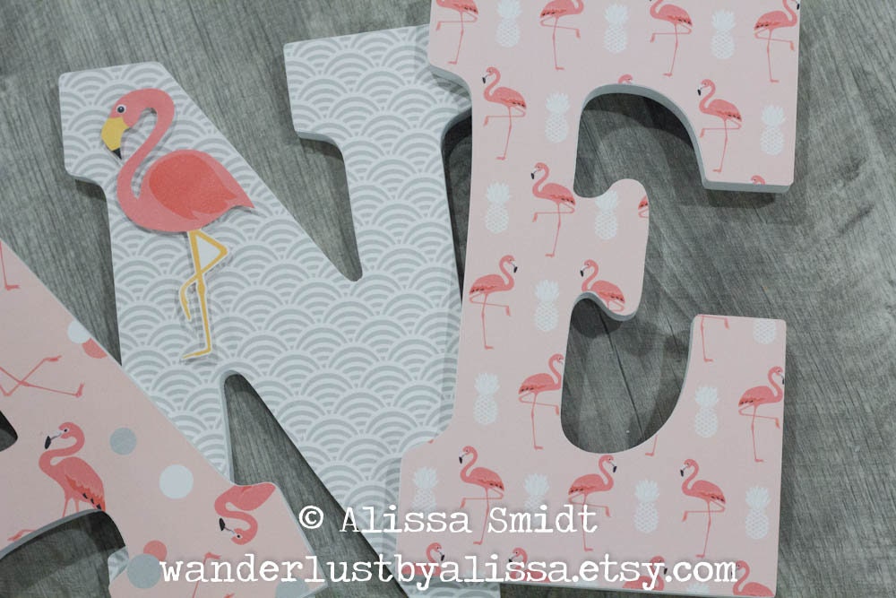 Flamingo Letters Custom Wooden Letters Baby Girl pink | Etsy