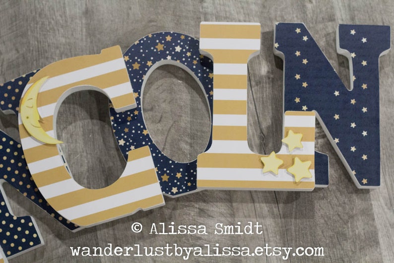 Moon and Stars Nursery Letters Celestial Theme Love You to - Etsy