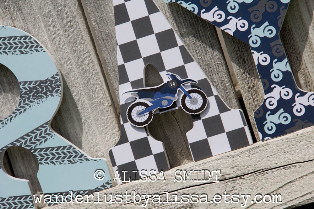 Dirtbike Letters, Baby Nursery - Custom Nursery Wooden Letters, 9 Inch ...