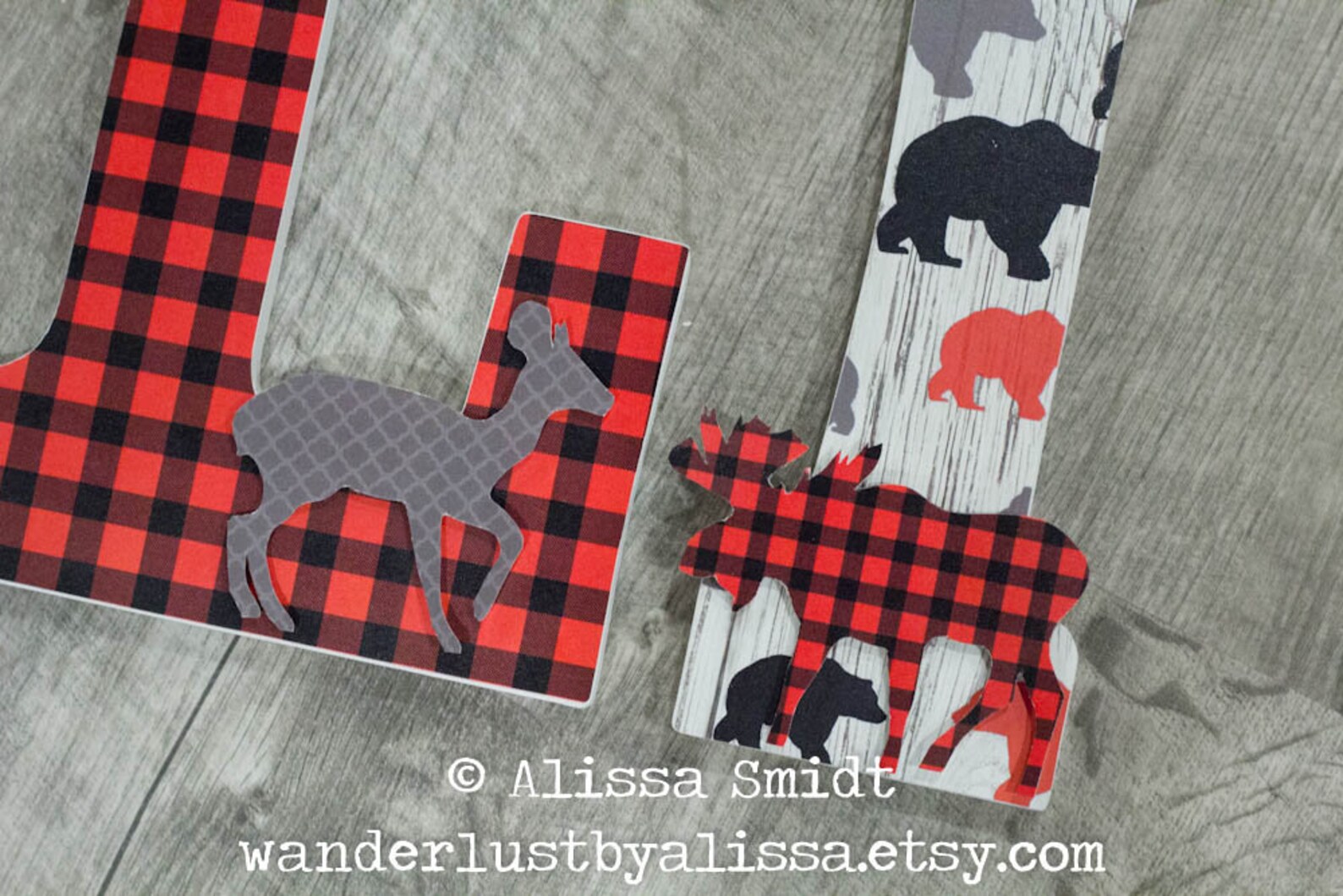 Lumberjack Letters Buffalo Plaid Mountain Animal Custom - Etsy